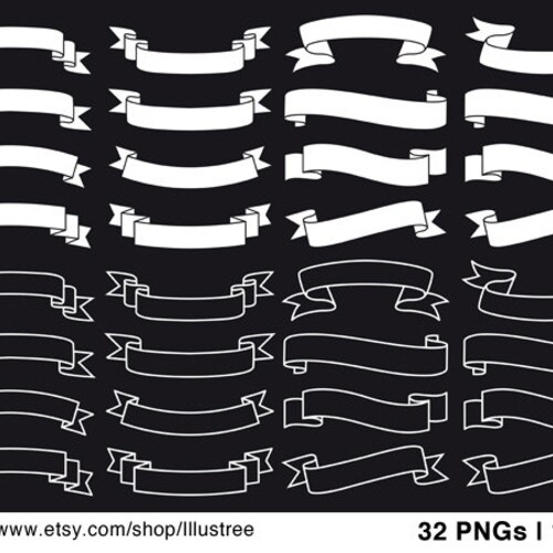 Chalkboard Banners Clip Art. Hand Drawn Ribbon Chalk Banners. - Etsy