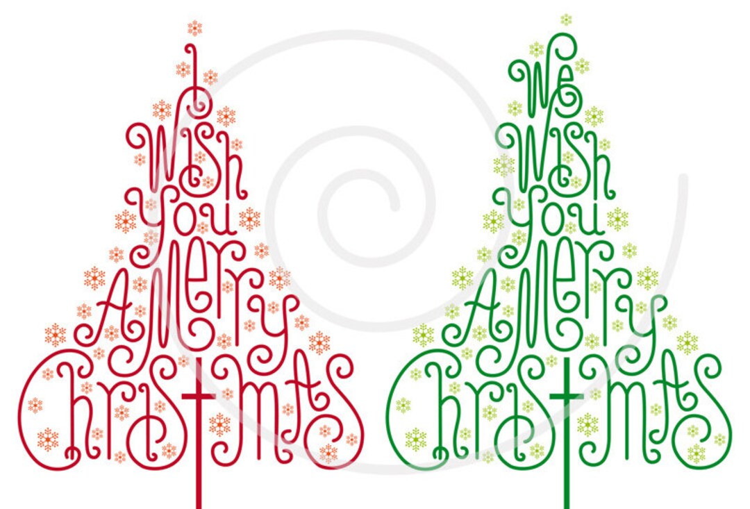 Christmas Trees With Hand-drawn Letters, Christmas Card, Xmas Card ...