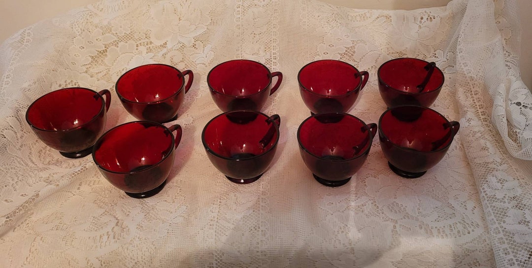 Vintage Ruby Red Cups Set of 9 Tea/coffee Price Reduced - Etsy