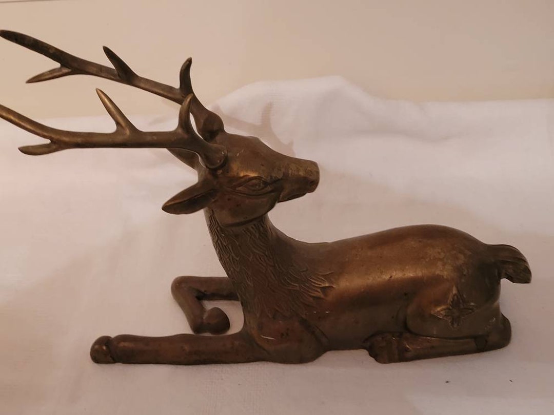 Vintage Brass Deer Figurine Large Heavy. Gr Box/y - Etsy