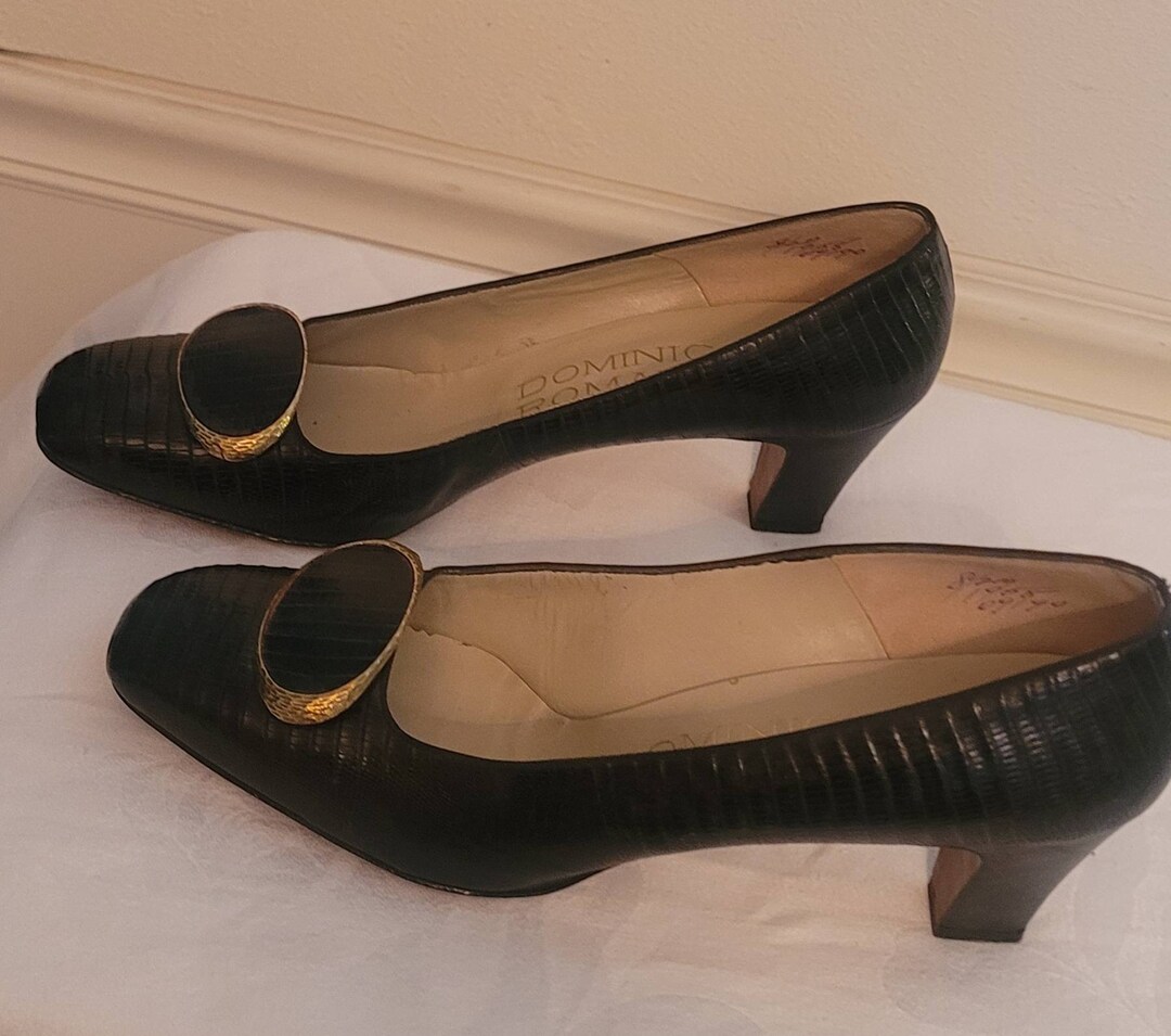 Ladies Dominic Romano Black Lizard Pumps Never Worn - Etsy