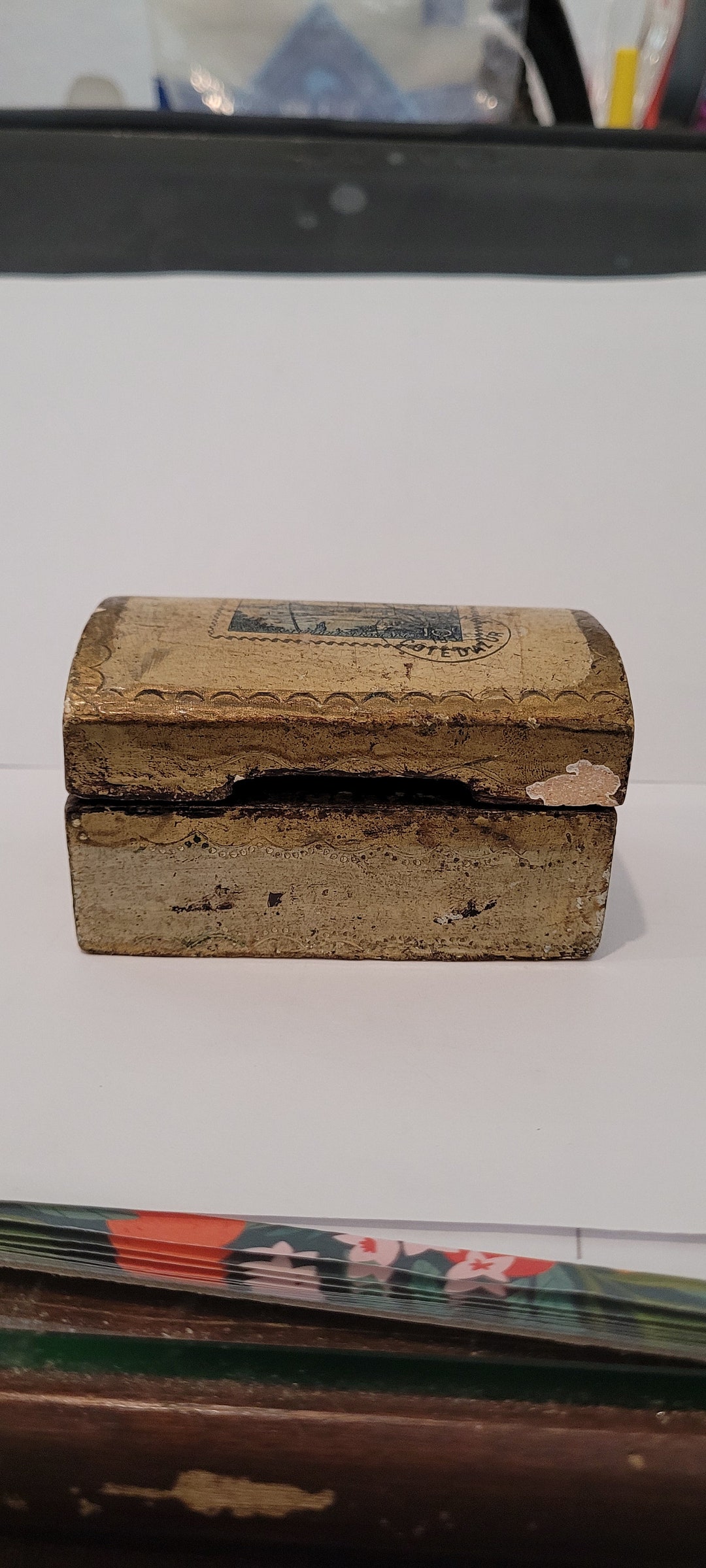 Vintage Florentine Postage Stamp Box Hinged With Dispenser Slot - Etsy