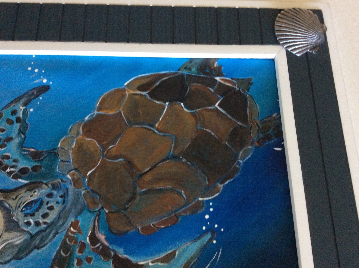 Sea Turtle Painting in a Solid Wood Frame - Etsy