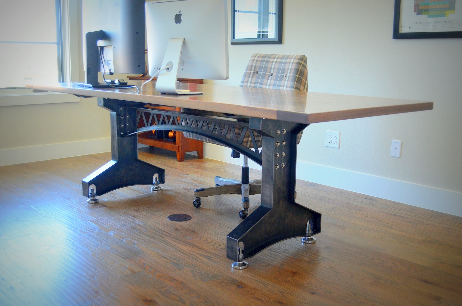DA Bridge Desk, Industrial Desk, Twin Pedestal Desk, Steel and Wood ...