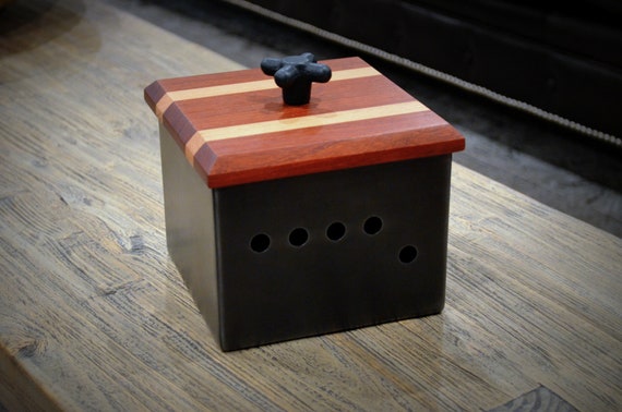 Industrial Style Treasure Box in Steel and Hardwood | Etsy