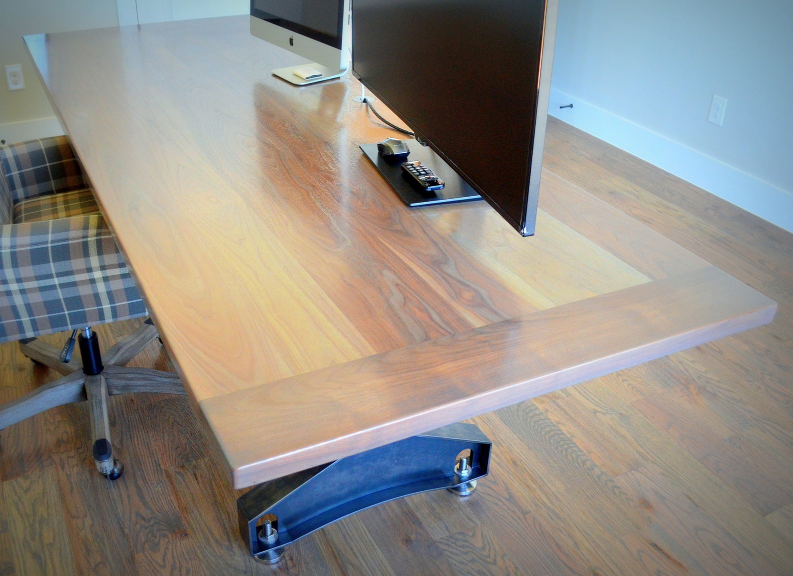 DA Bridge Desk, Industrial Desk, Twin Pedestal Desk, Steel and Wood ...