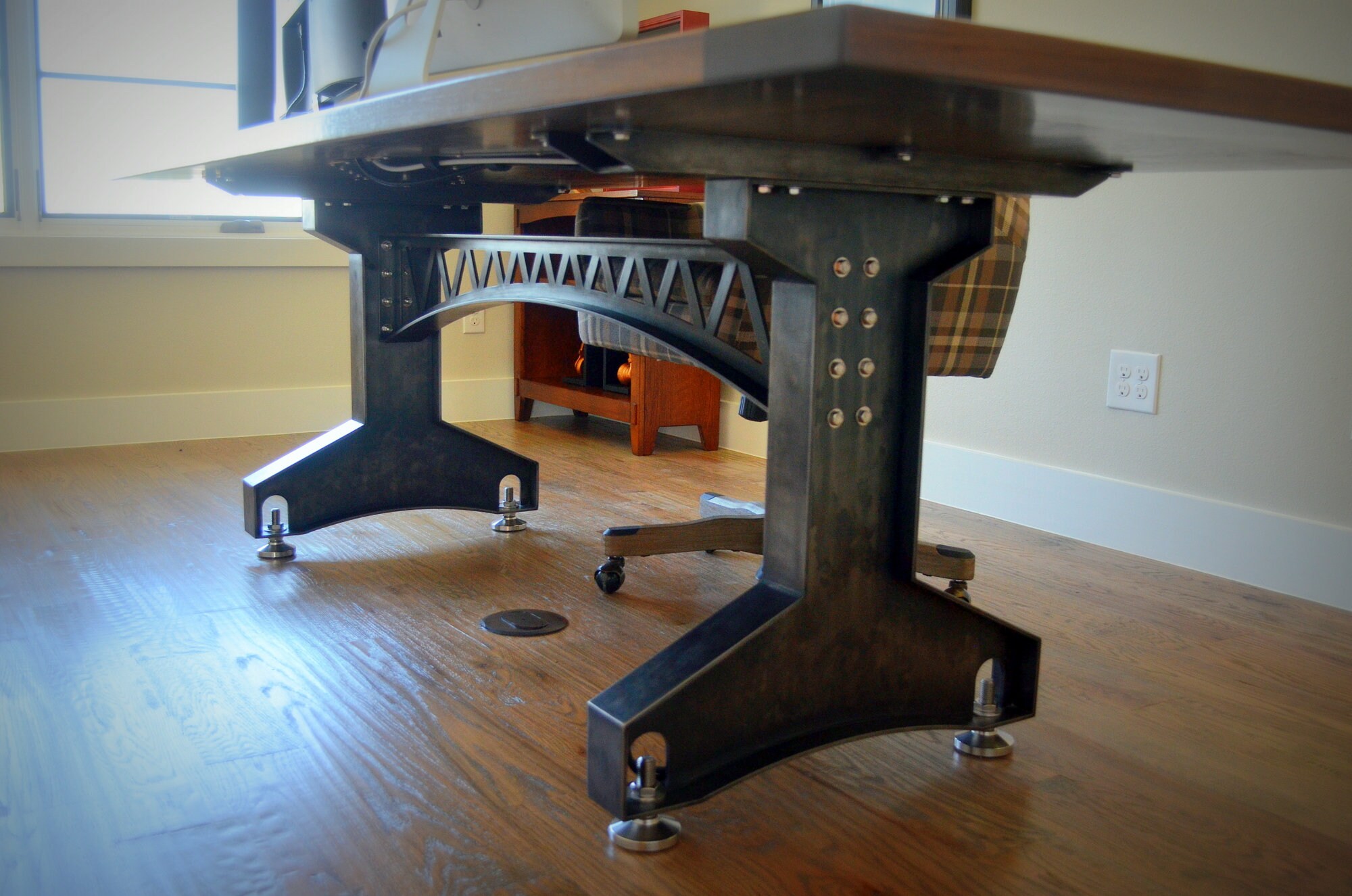 DA Bridge Desk, Industrial Desk, Twin Pedestal Desk, Steel and Wood ...