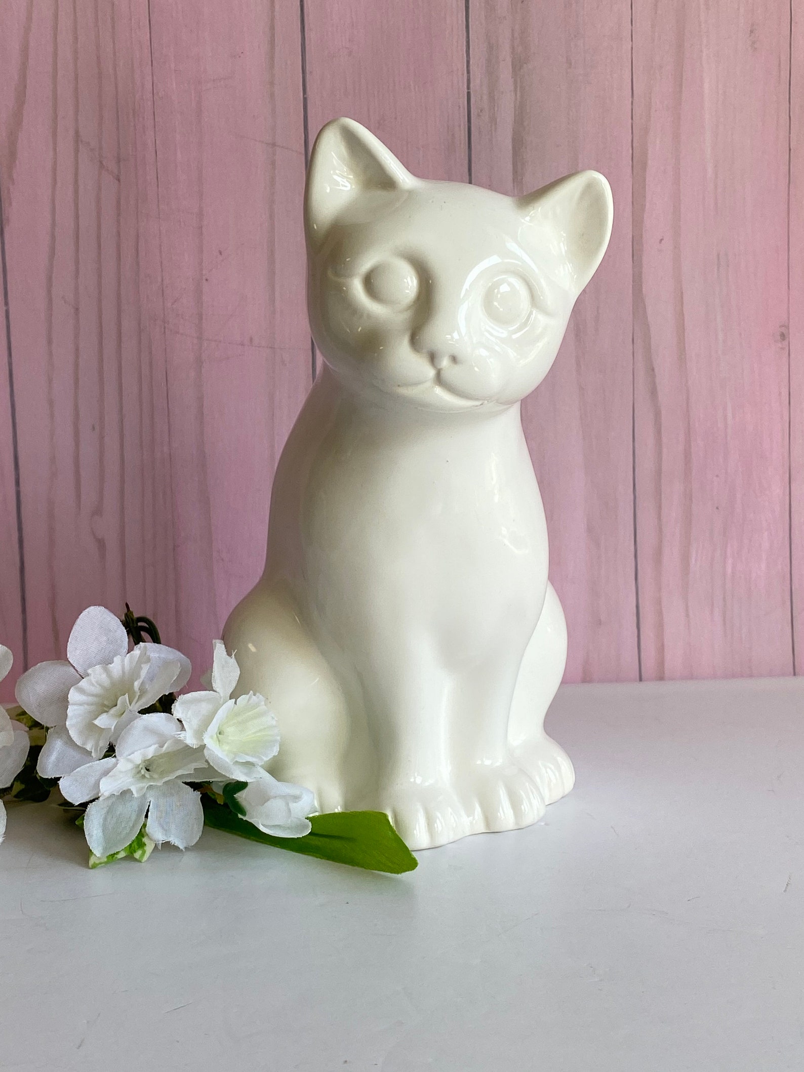 Vtg Enesco White Cat Figurine Solid White Ceramic Cat 1985 - Etsy