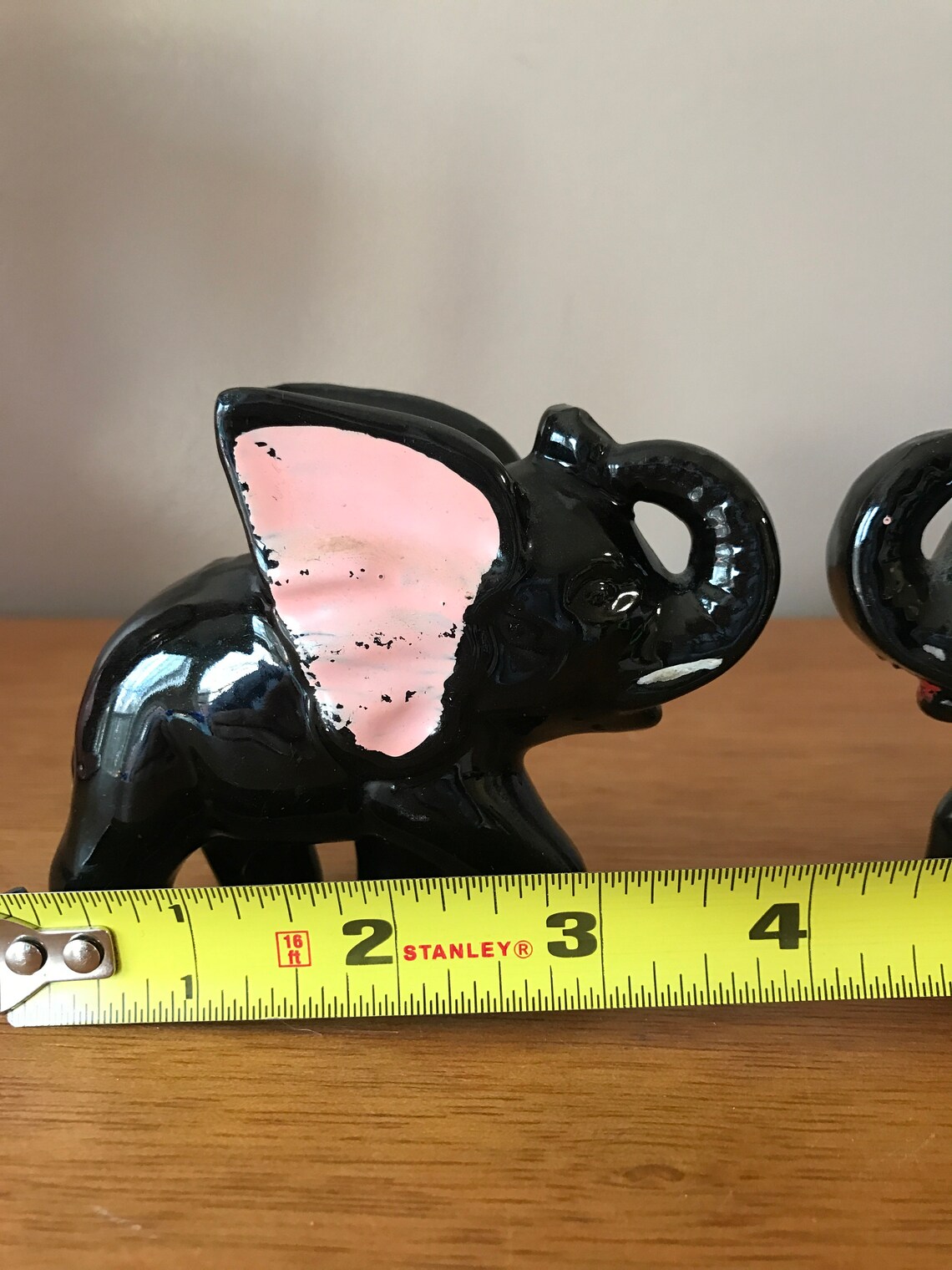 Mid Century Elephant Figurines Redware Pottery Black Laquer | Etsy