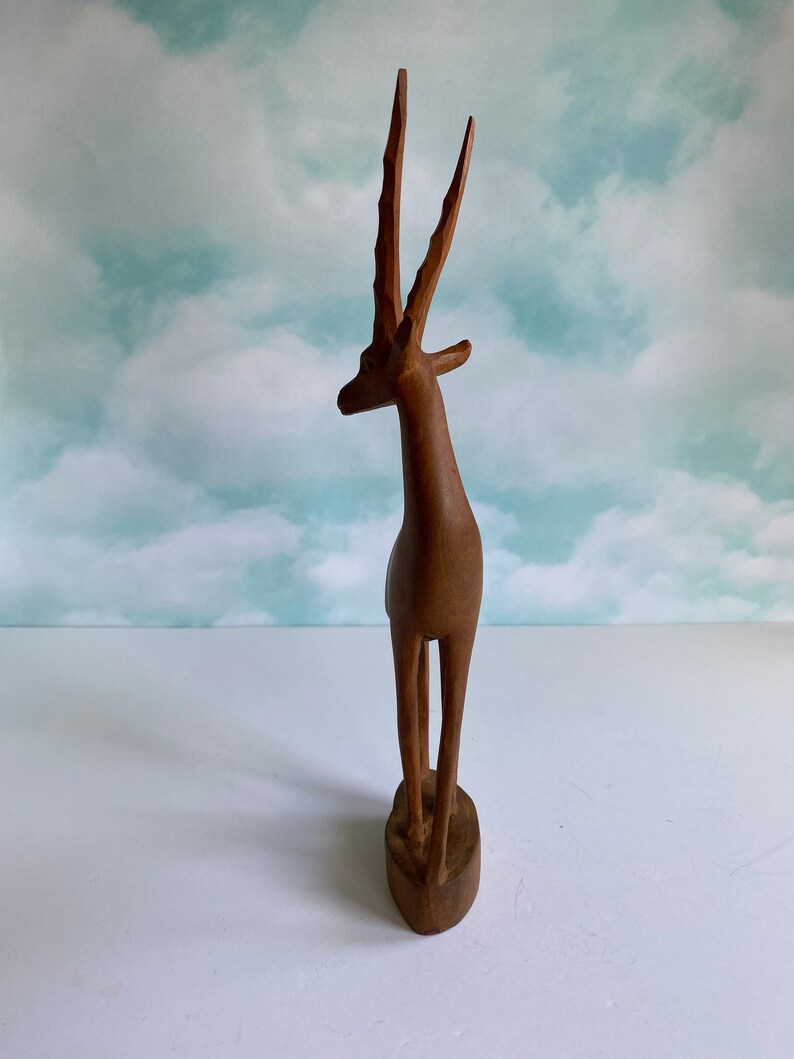 Vtg Wood Hand Carved Antelope Statue Mid Century Modern - Etsy