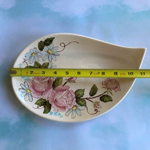 Vtg Rose Plate, Atomic Shape Rose Dish, MCM Rose Floral Plate, Footed ...