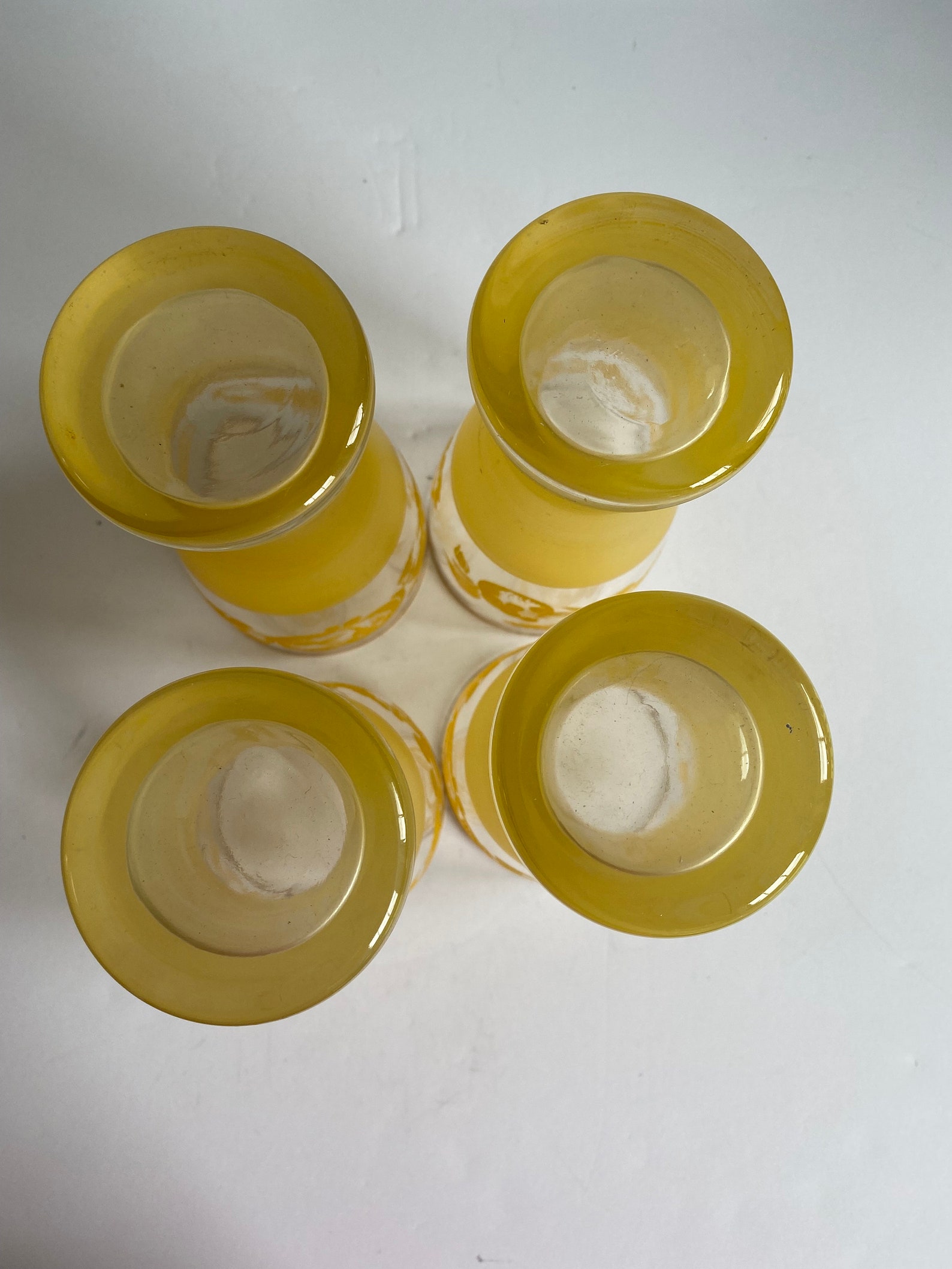 Vtg Yellow/Orange Frosted Drinking Glasses Set of 4 Hourglass | Etsy