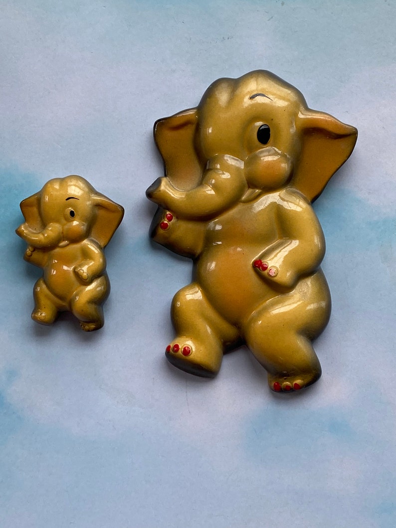 Vtg Chalkware Elephant Set Mama Elephant and Baby Elephant - Etsy