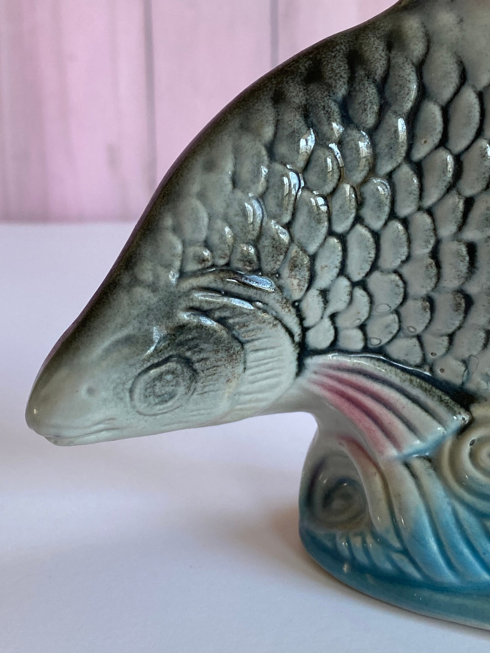 Vtg Ceramic Fish Blue Gray and Pink Ceramic Fish Brazil - Etsy