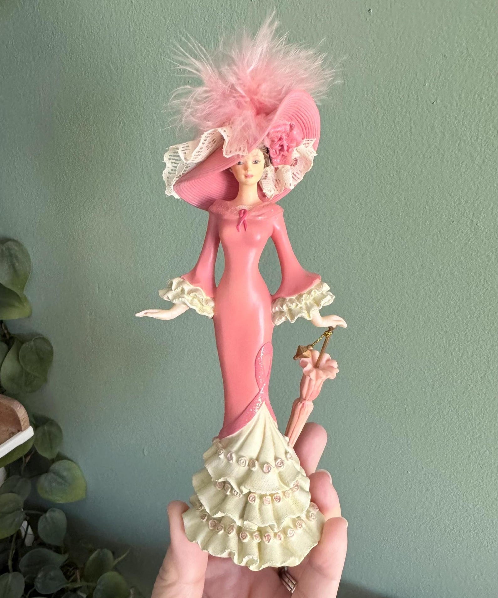 Thomas Kinkade Pink Lady Figure, Breast Cancer Awareness Figure, A ...