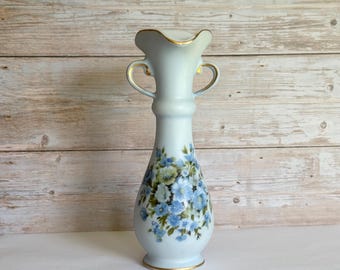 Vintage Lefton Blue Floral Bud Vase #8181, Hand Painted, Ruffled Rim ...