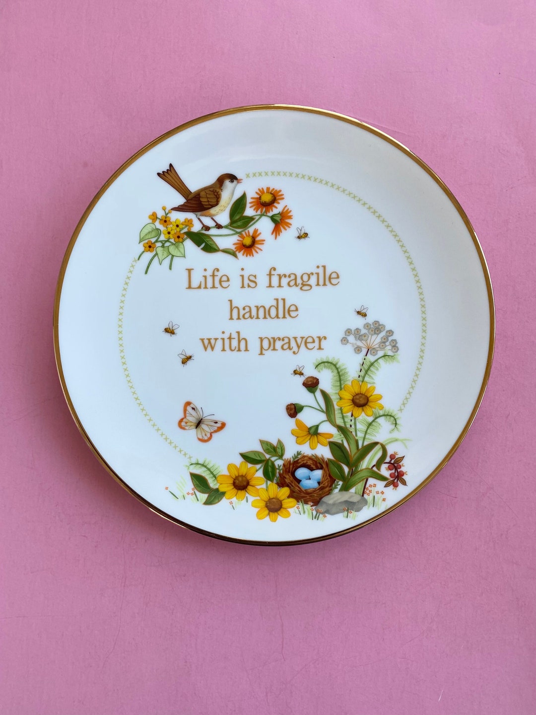 Vtg Life is Fragile Handle With Prayer Collectors Plate, George H ...