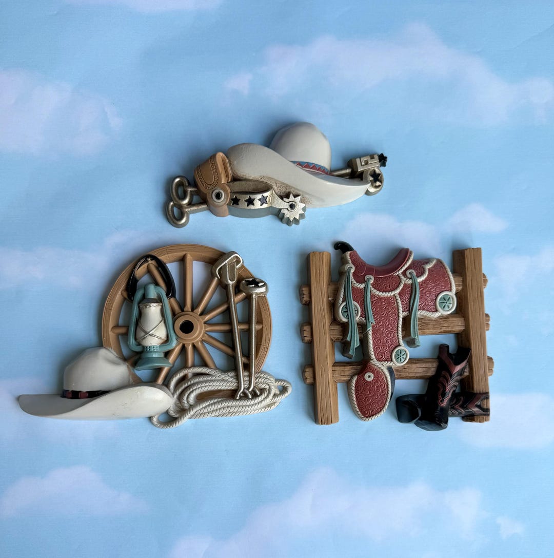Vtg Southwest Cowboy, Western Wall Decor, 3 Plaques Home Interiors 1995 ...