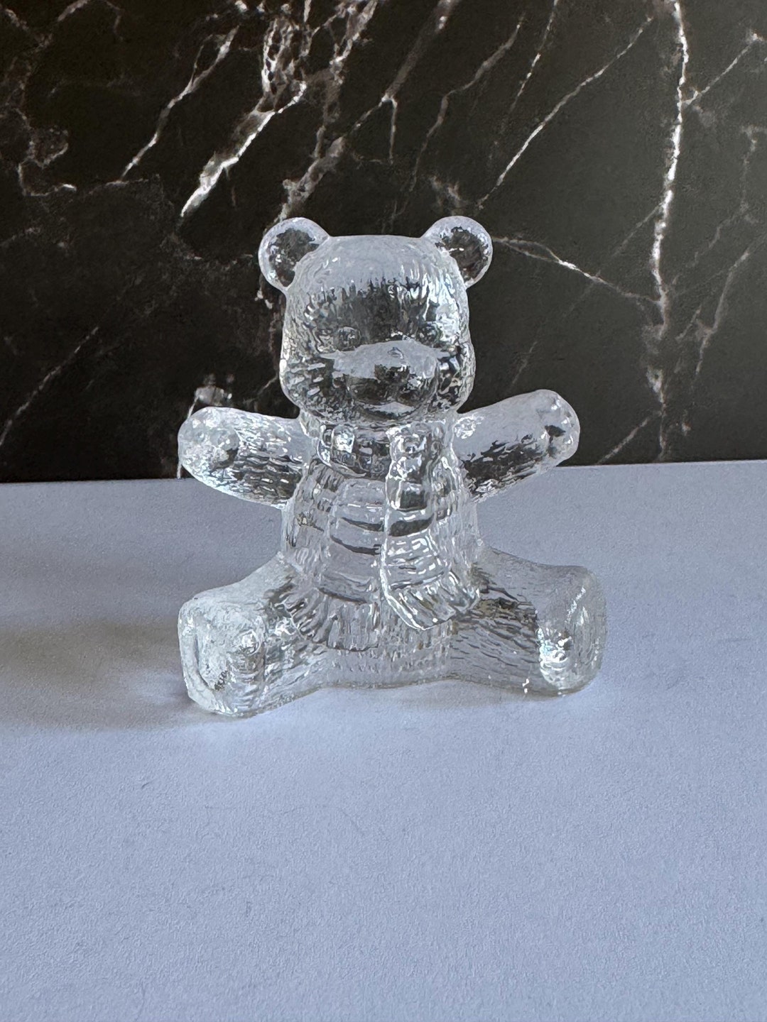 Vtg Glass Teddy Bear, Clear Glass Hollow Bear Figure 3.25" Tall, Taiwan ...