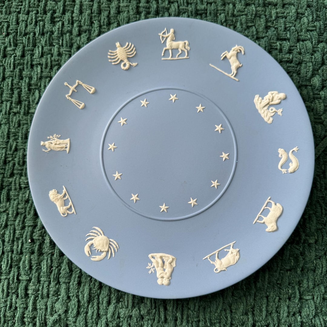 Vintage Wedgwood Zodiac Plate, Collectors Society Blue Jasperware ...