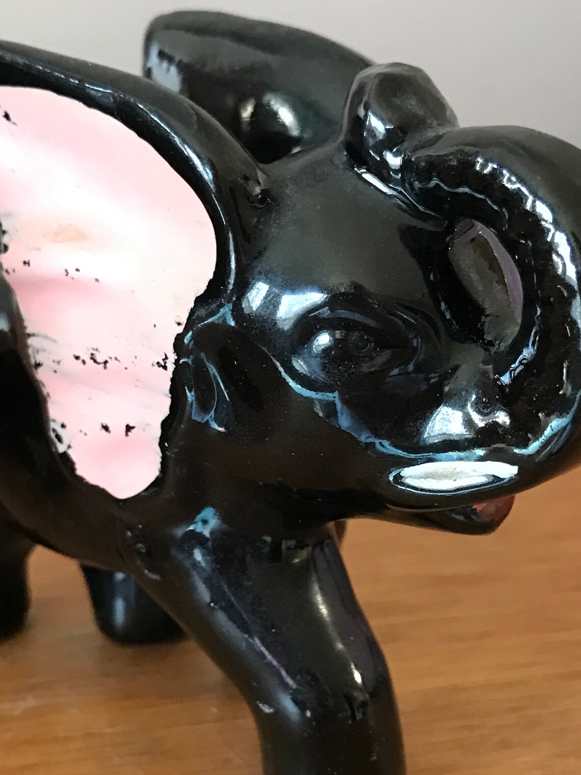 Mid Century Elephant Figurines Redware Pottery Black Laquer | Etsy