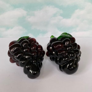 Vtg Glass Art Grape Bunch, Set of Two Blown Glass Grape Bunches, Purple ...