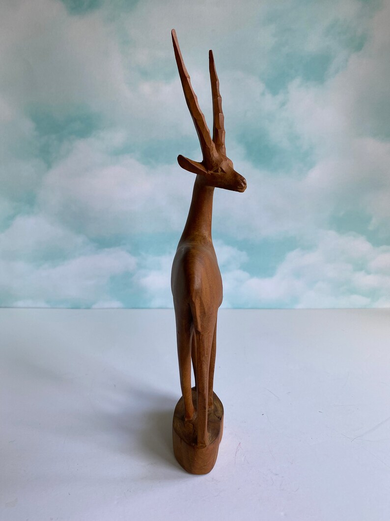 Vtg Wood Hand Carved Antelope Statue Mid Century Modern - Etsy