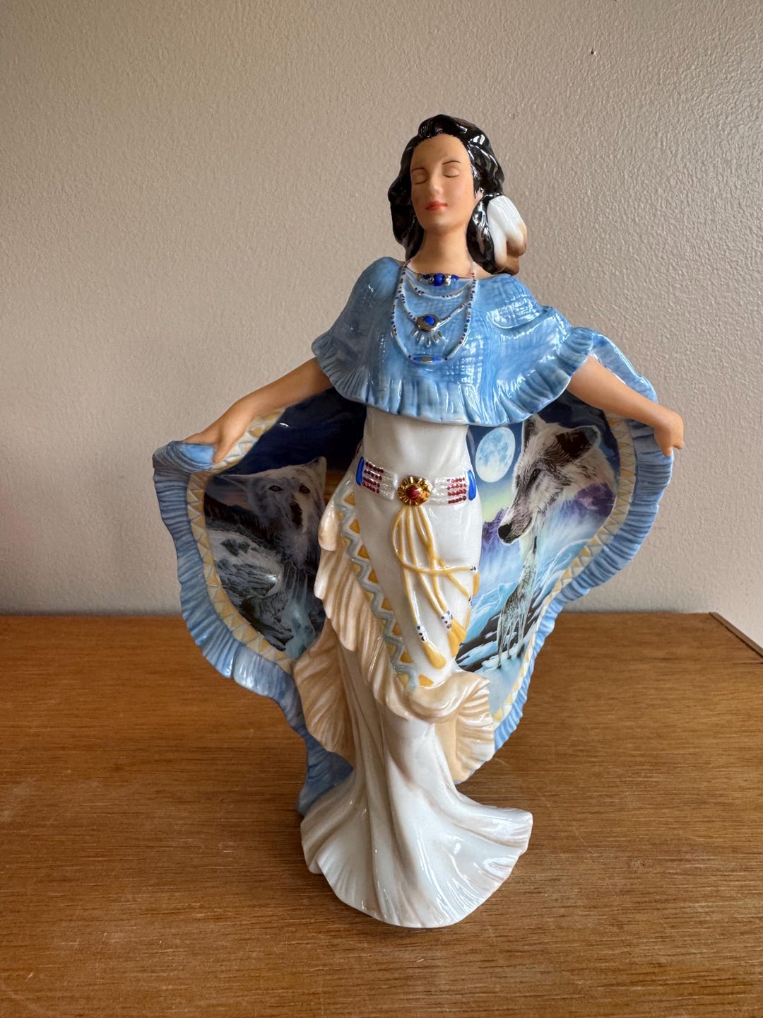 Vtg Native American Woman and Wolf Figure, Native Spirits Ancient ...