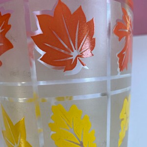 Vtg Autumn Leaves Glass Small Pitcher, Orange, Yellow Leaves Small ...