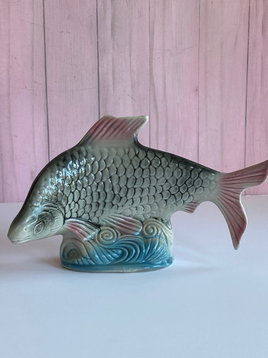 Vtg Ceramic Fish Blue Gray and Pink Ceramic Fish Brazil - Etsy