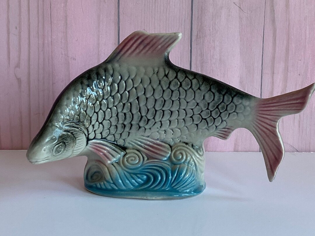 Vtg Ceramic Fish, Blue Gray and Pink Ceramic Fish, Brazil Pottery ...