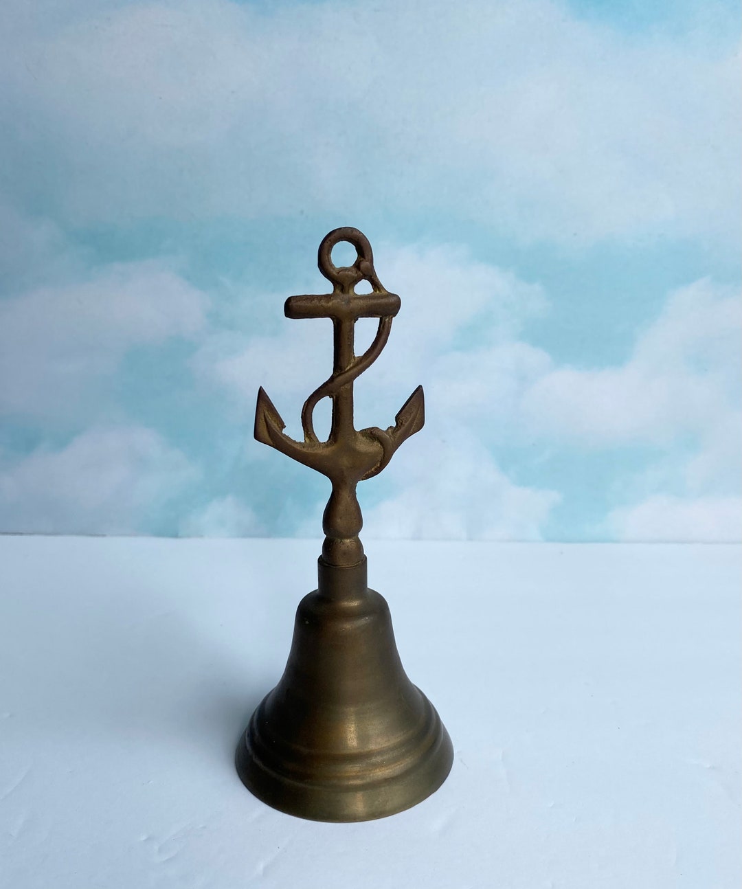 Vtg Brass Anchor Bell, Nautical Themed Anchor Handle Brass Bell - Etsy
