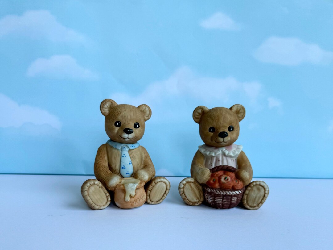 Vtg Homco Bears, Ceramic Bear Couple Figurines, Bear With Apples, Bear ...