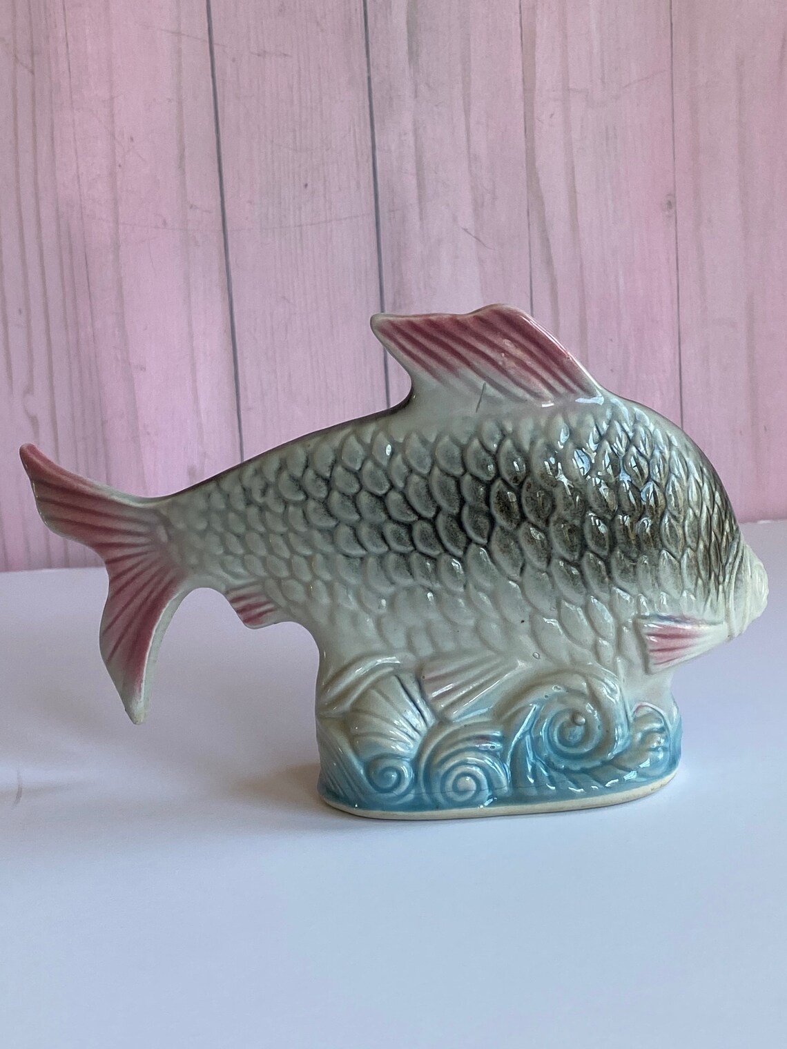 Vtg Ceramic Fish Blue Gray and Pink Ceramic Fish Brazil - Etsy