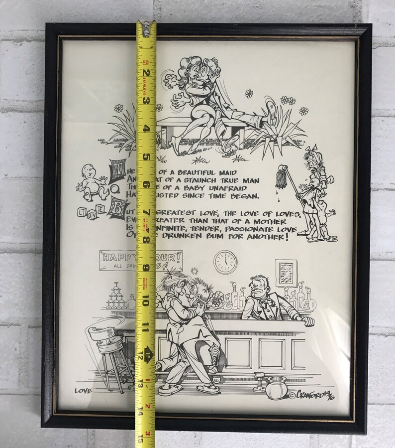 Vtg Bar Print Cartoon Framed Limerick Poem love - Etsy