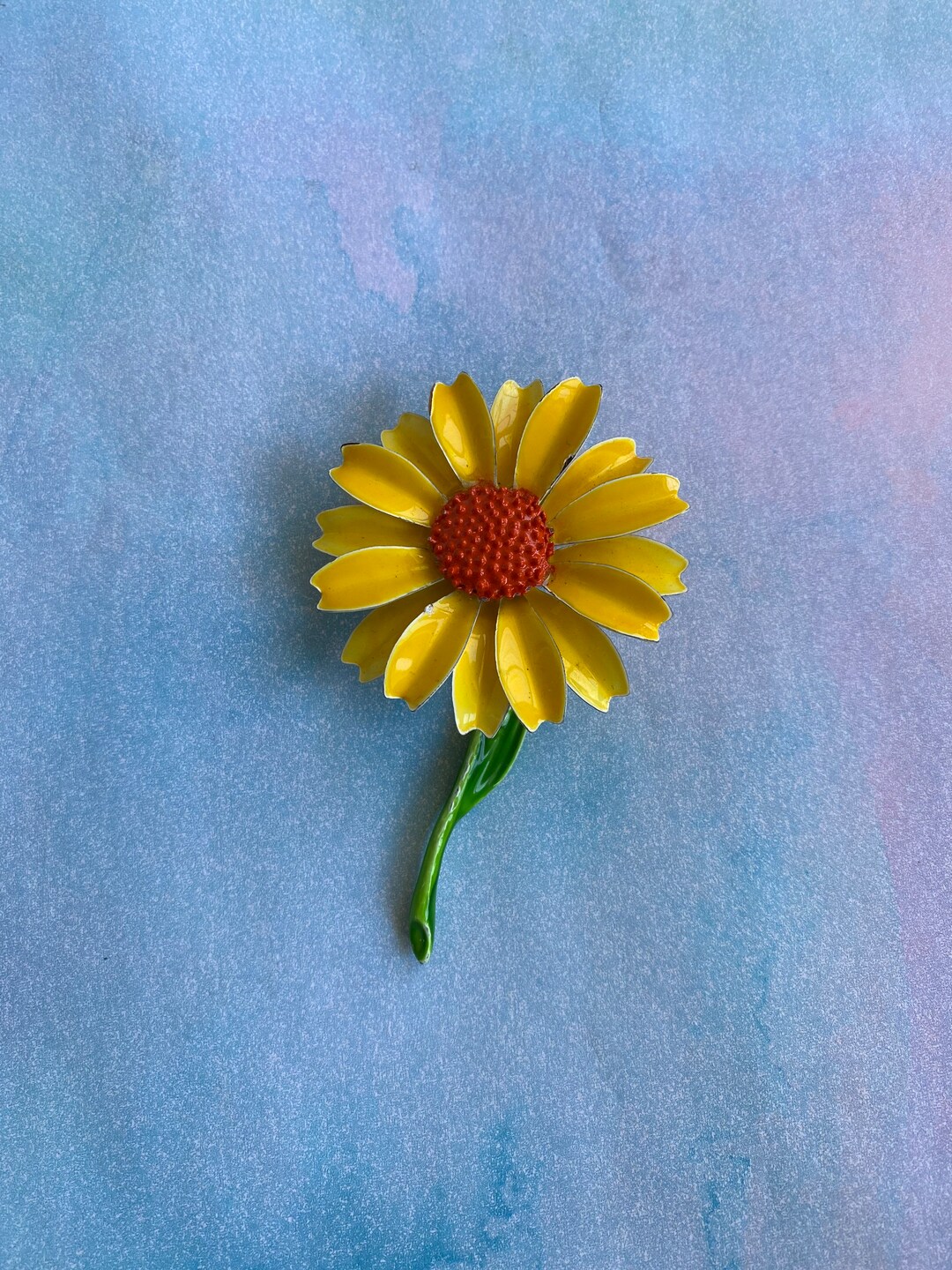 Vtg Daisy Enamel Brooch/pin, Yellow and Orange Daisy Flower Brooch ...