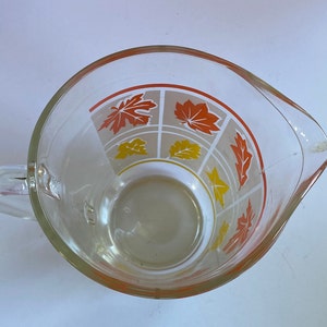 Vtg Autumn Leaves Glass Small Pitcher, Orange, Yellow Leaves Small ...