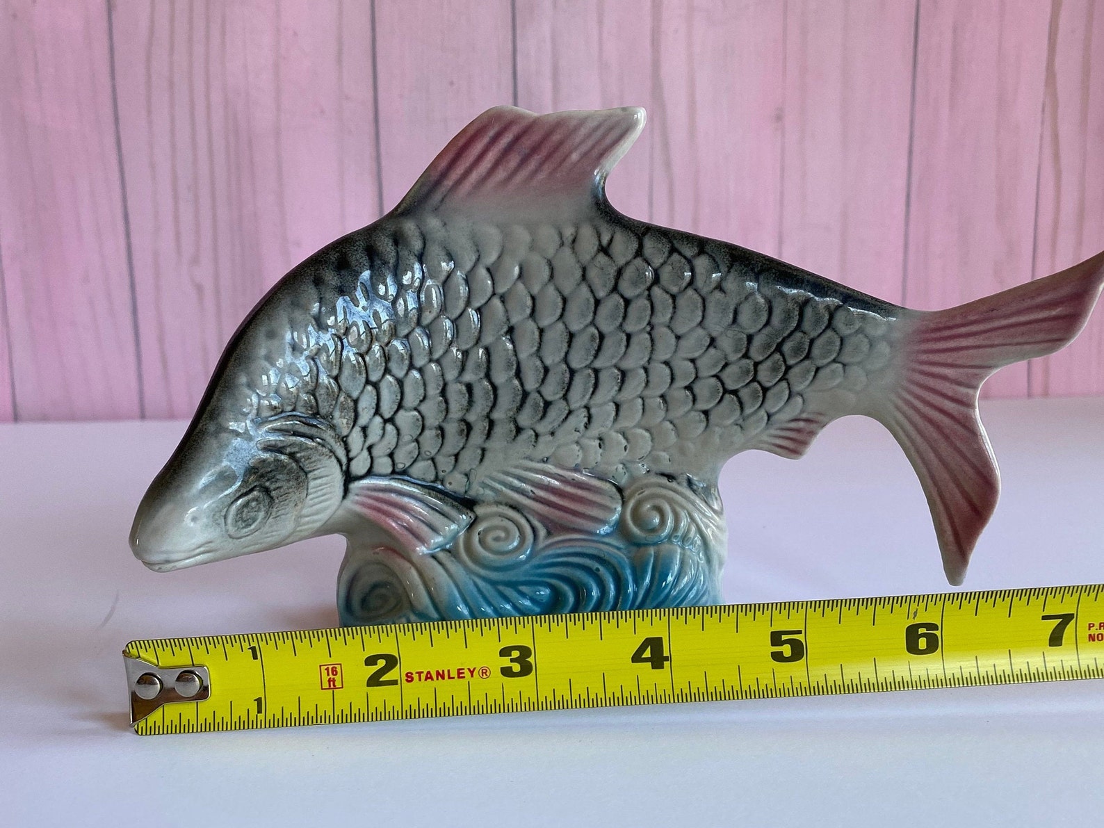 Vtg Ceramic Fish Blue Gray and Pink Ceramic Fish Brazil - Etsy