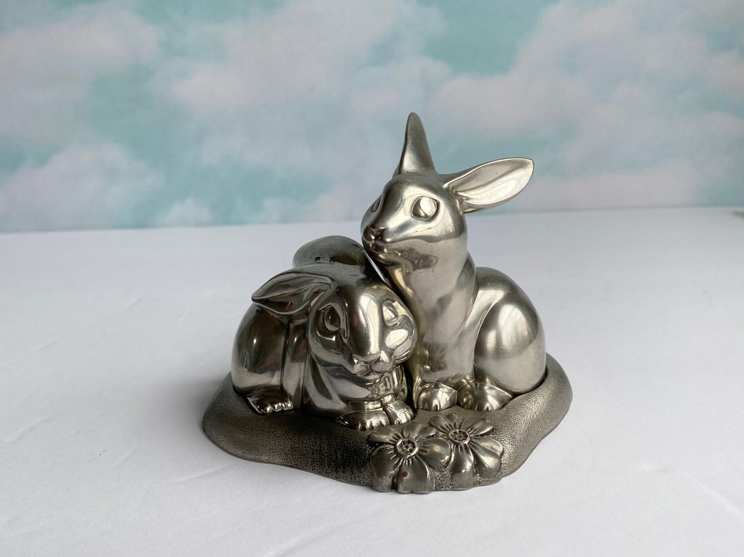 Lenox Kirk Stieff Bunny Rabbit Pewter Salt & Pepper Shakers W/tray ...