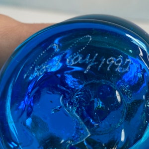 Vtg Ron Ray 1992 Blue Bird of Happiness, Glass Blue Bird, Art Glass ...