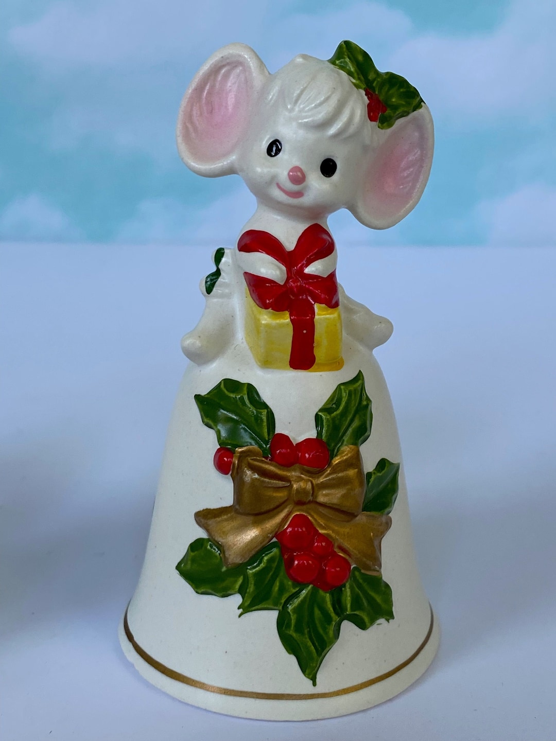 Vtg Christmas Mouse Bell 9598, Ceramic Napcoware White Holiday Mouse ...