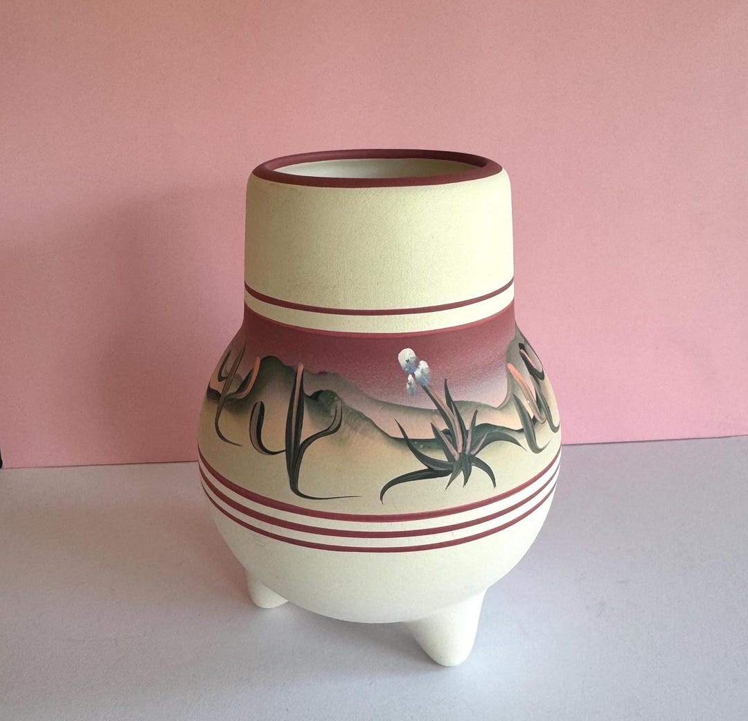 Vtg South West Pottery Vase, 1998 Signed New West Pottery Hand Painted ...