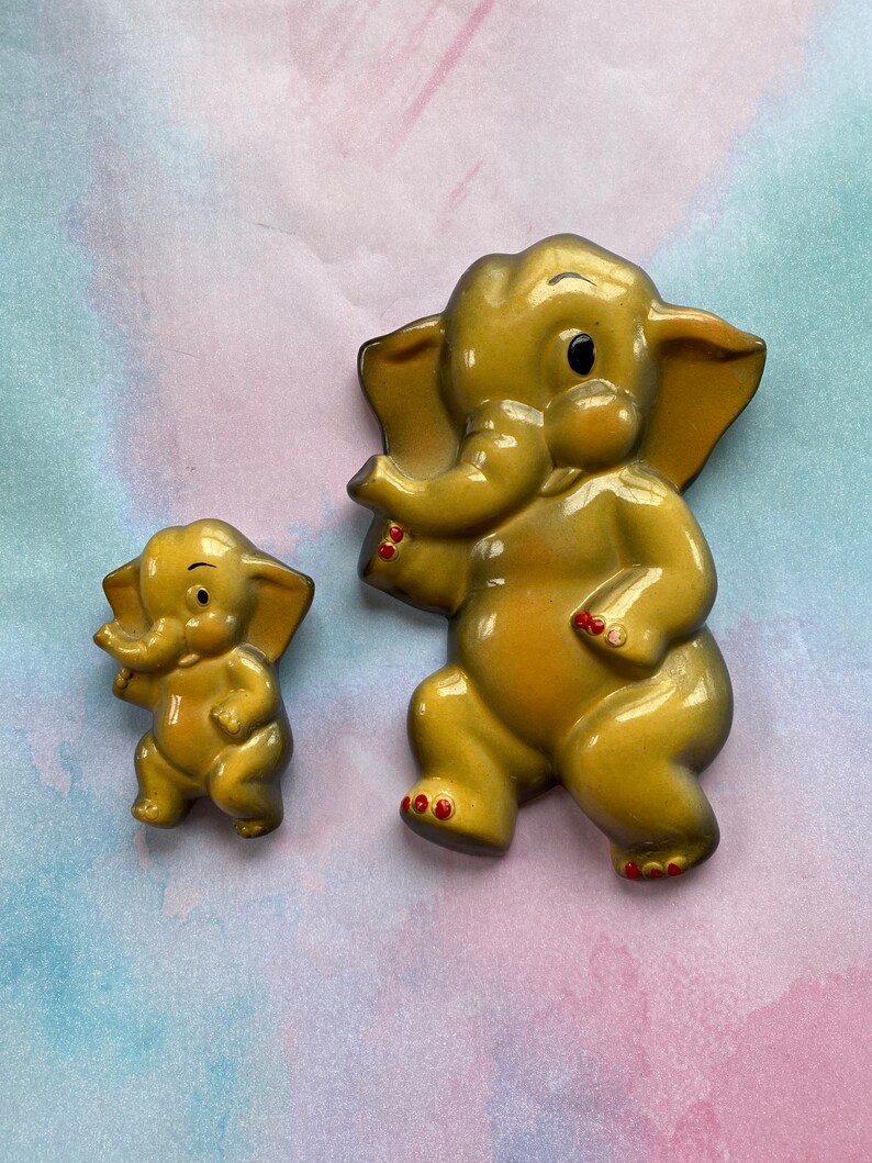 Vtg Chalkware Elephant Set Mama Elephant and Baby Elephant - Etsy