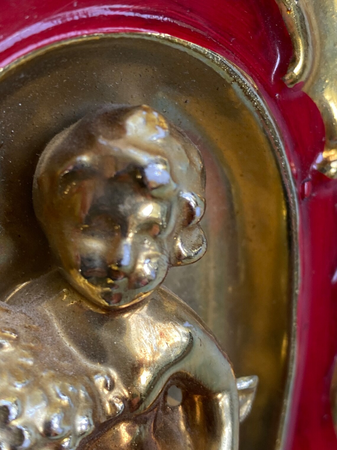 Vtg Capodimonte Cherub Wall Plaques-red and Gold Painted - Etsy