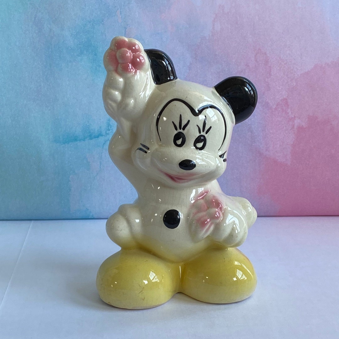 Vtg Ceramic Mickey Mouse Pink Flower Mickey, Vintage Walt Disney ...