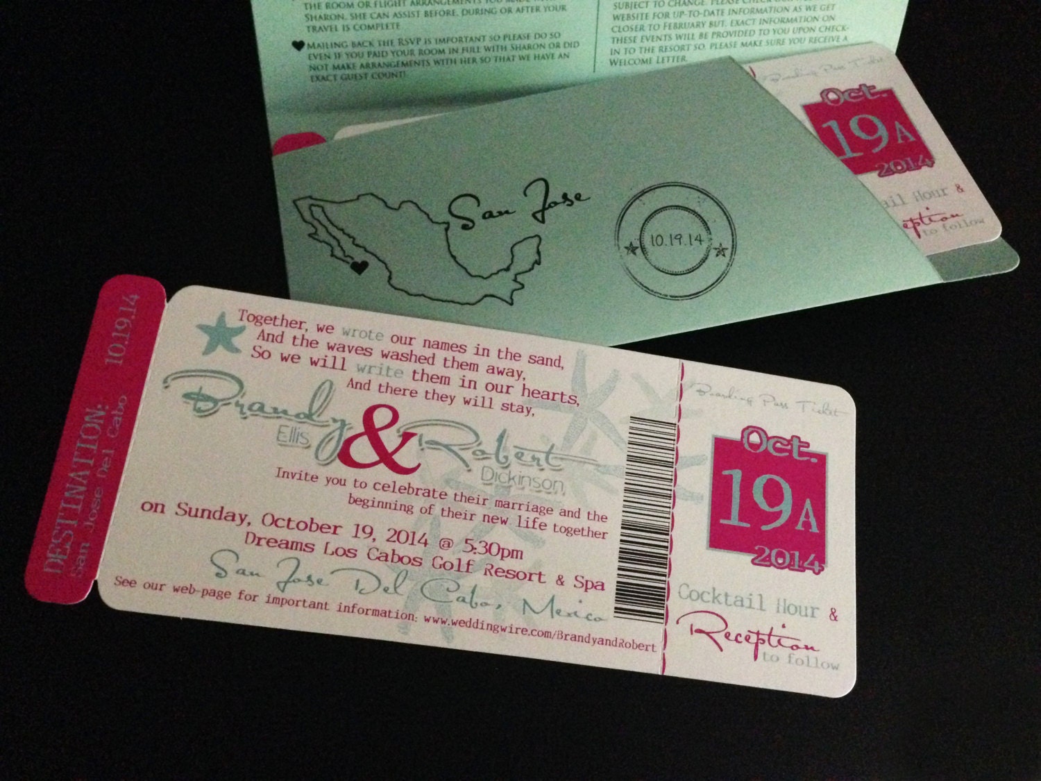 SHIMMER Destination Plane Ticket Wedding Invitation FULL SET | Etsy