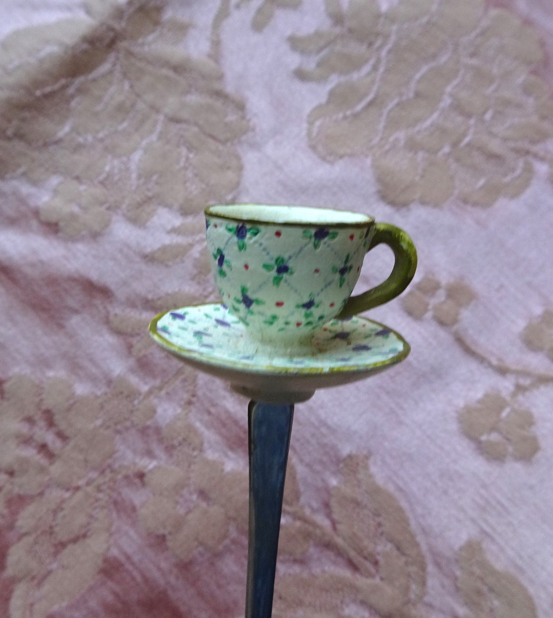 CUTE Figural Teaspoon, Vintage Sugar Spoon, Hand Made Spoon, Painted ...