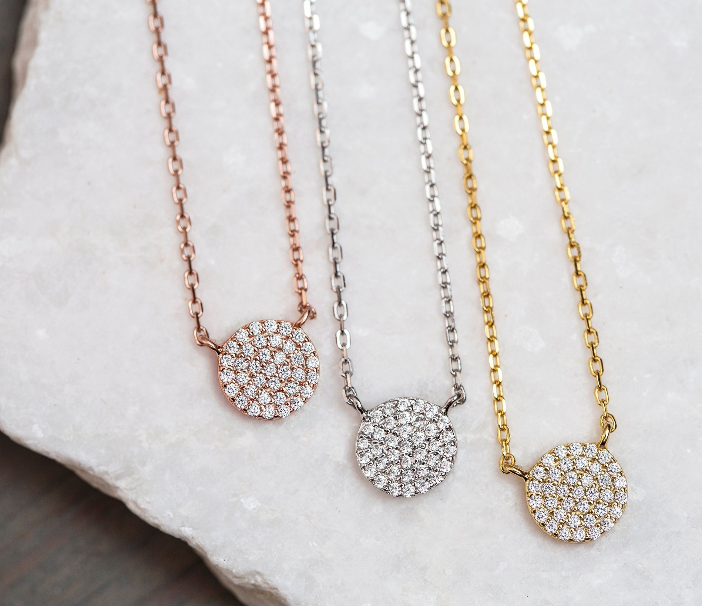 Rose Gold Necklace Pendant Necklace Crystal Necklace | Etsy