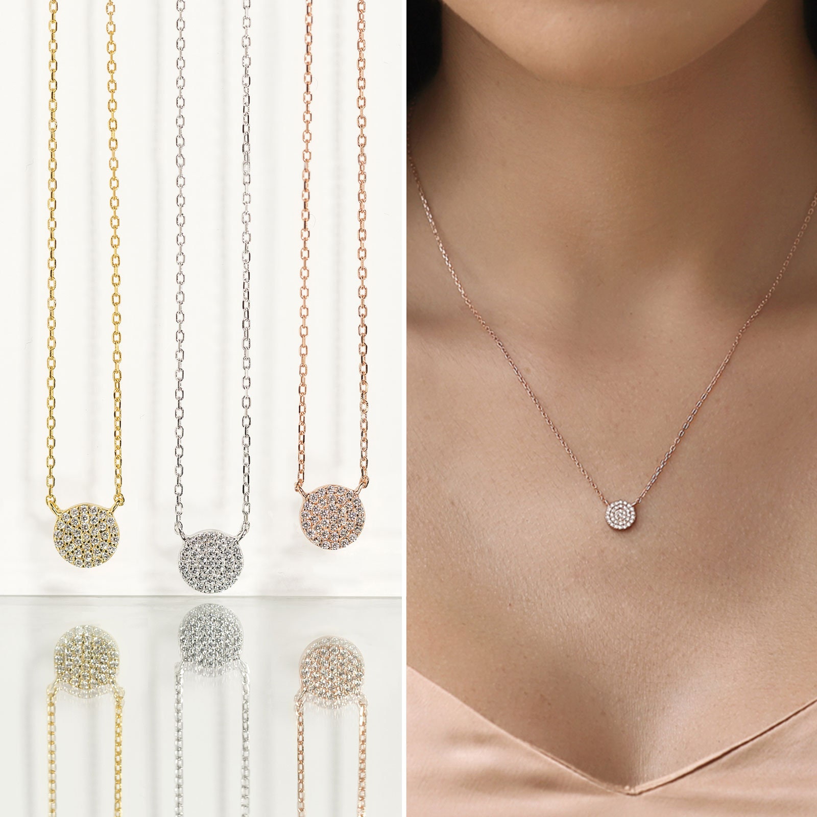 Rose Gold Necklace Pendant Necklace Crystal Necklace | Etsy