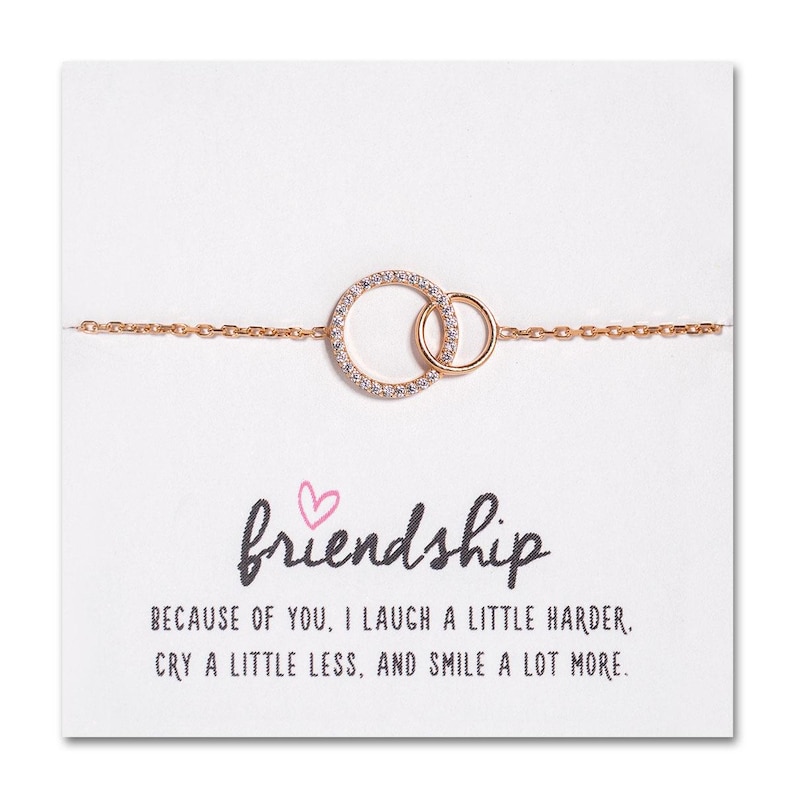 Gift for Friend – Rose Gold Friendship Bracelet, CZ Interlocking ...
